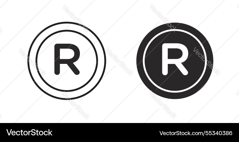 Registered filled and outlined icons on white Vector Image