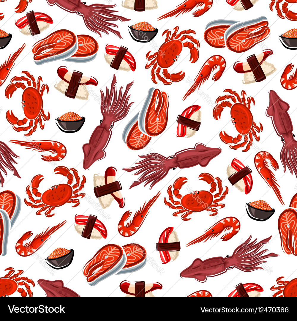 Seafood dishes seamless pattern background Vector Image