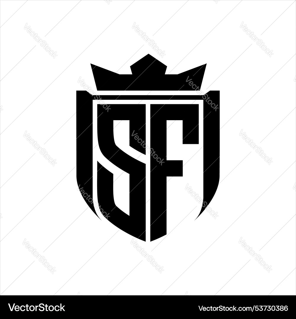 Sf logo with shield shape inside badge Royalty Free Vector