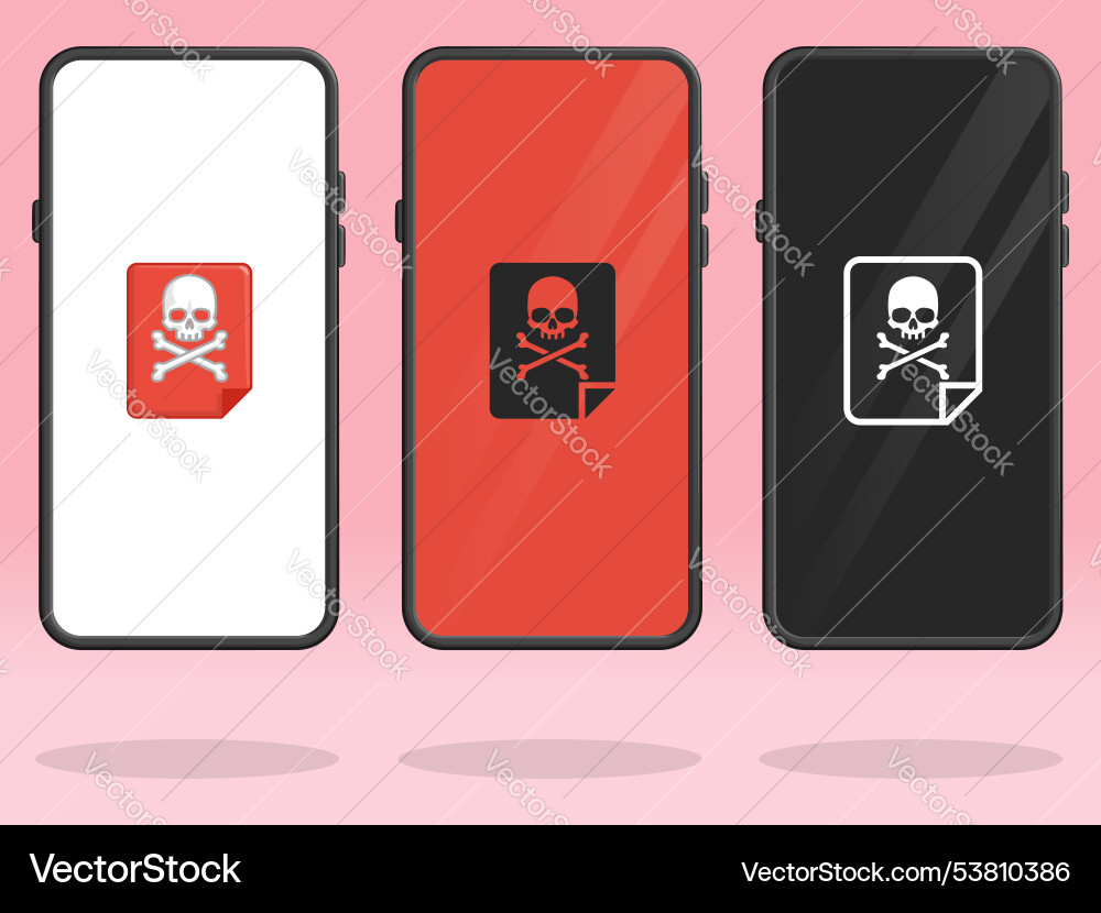 Smartphone skull virus file malicious document Vector Image
