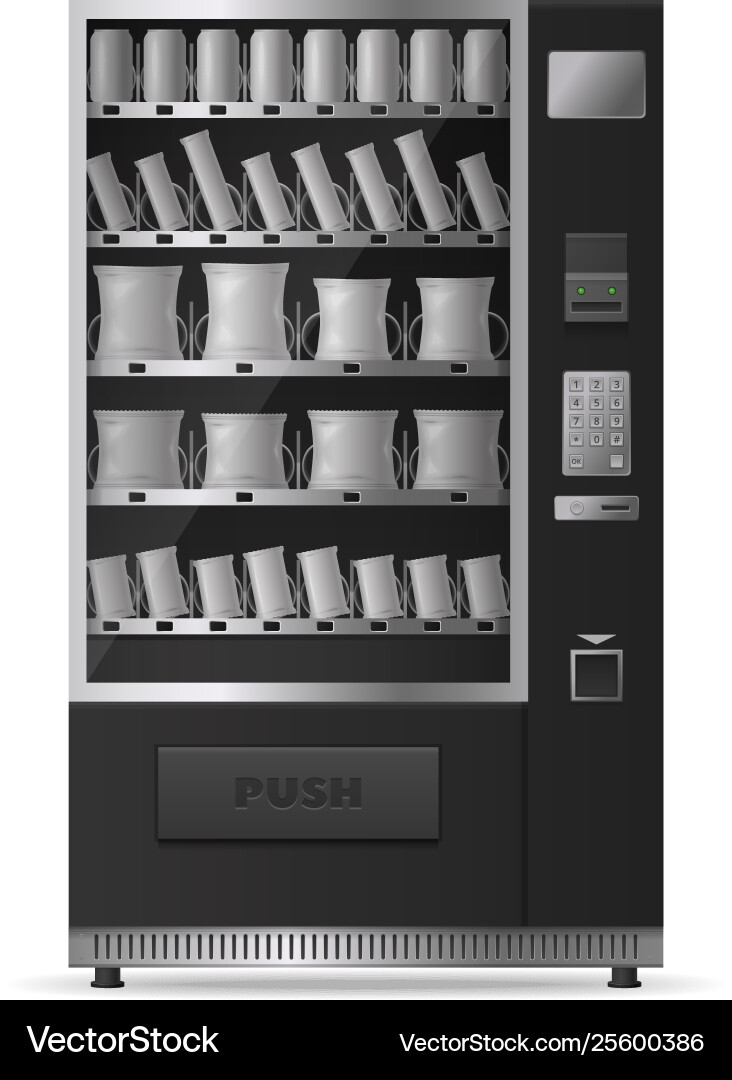 Snacks vending machine realistic mockup Royalty Free Vector