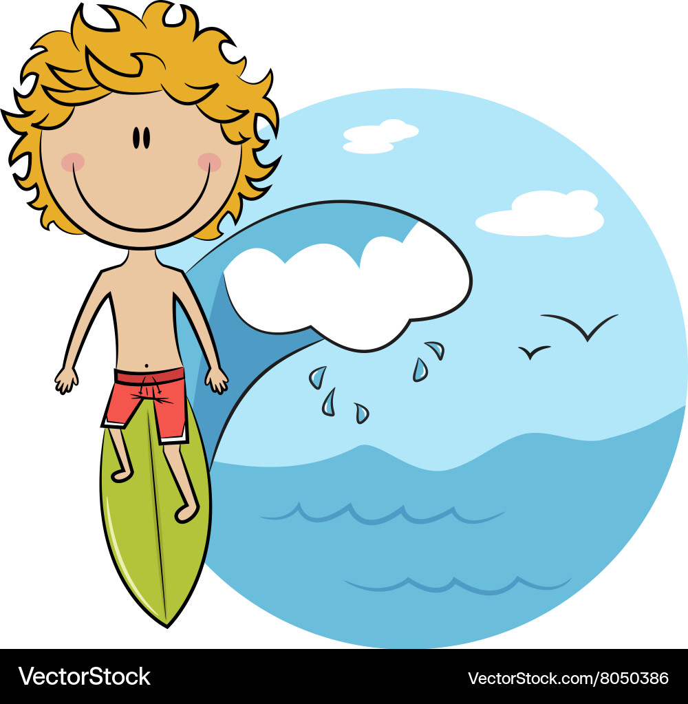Surfer boy on the surfboard Royalty Free Vector Image
