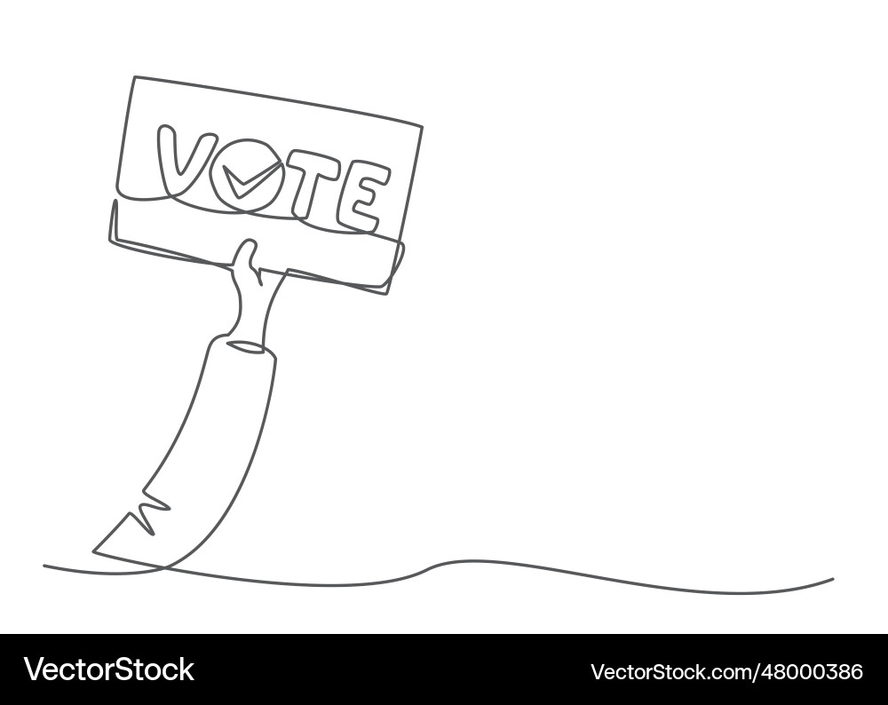 Voting one line drawing isolated on white Vector Image