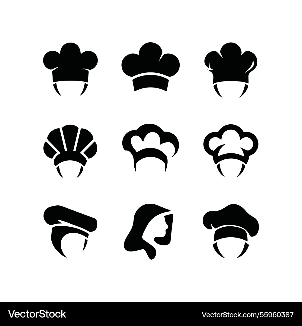 Chef head icon on black button with white rollover