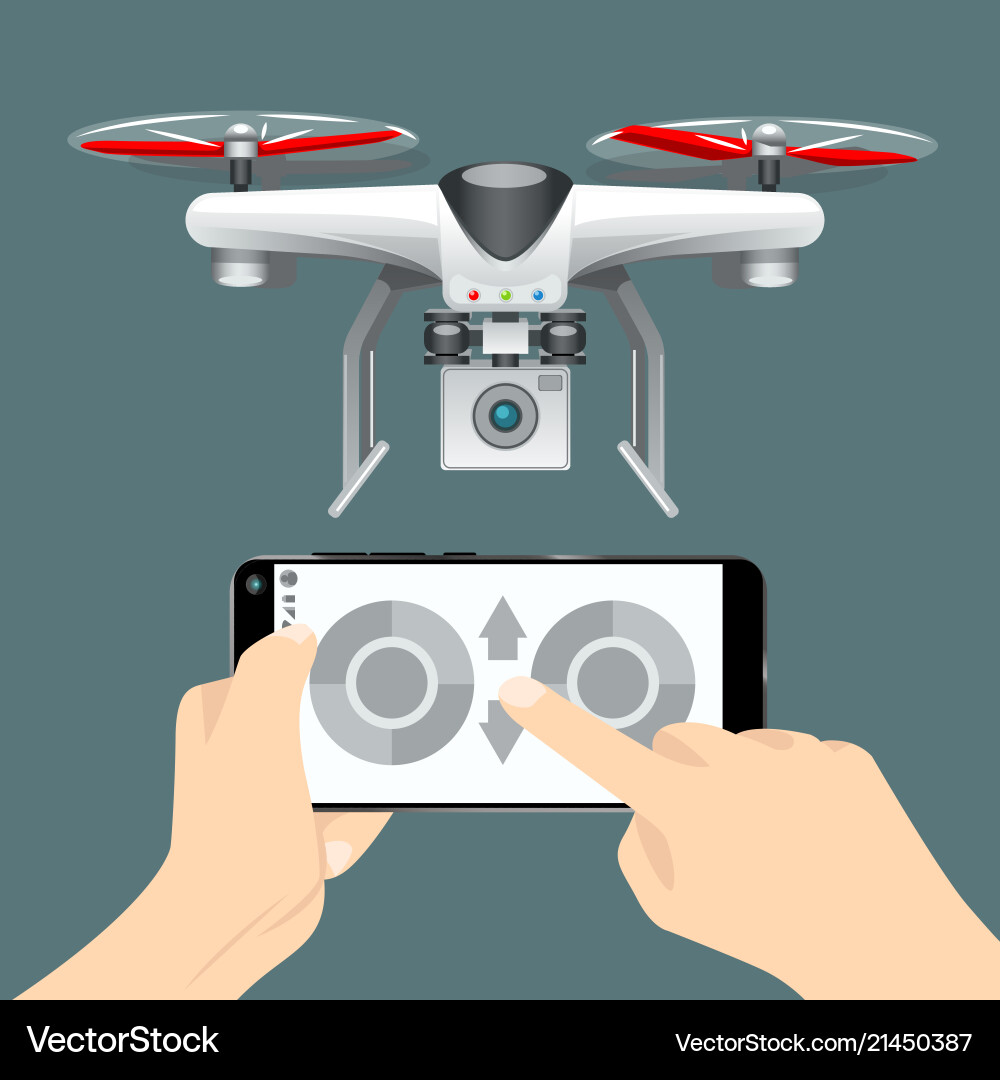Control of the drone on cellphone Royalty Free Vector Image