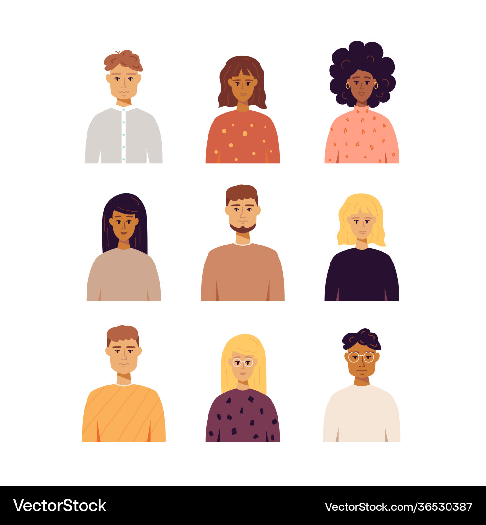 Diverse People Portraits Set Royalty Free Vector Image