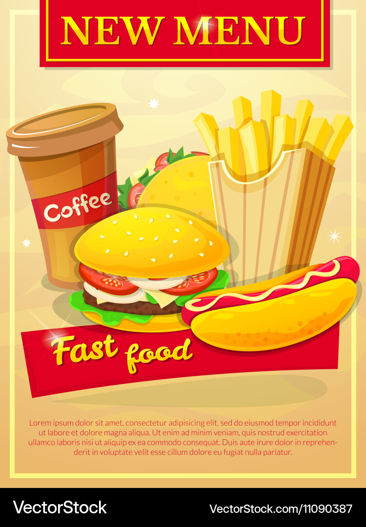 Fast food poster Royalty Free Vector Image - VectorStock