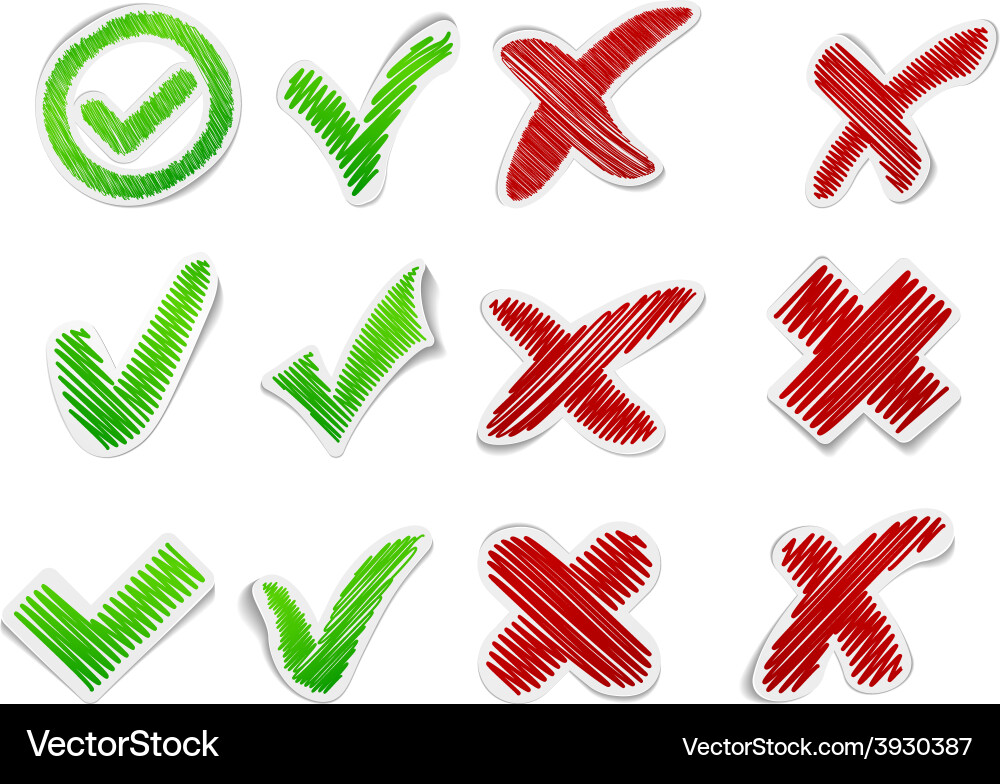 Hand drawn validation set Royalty Free Vector Image