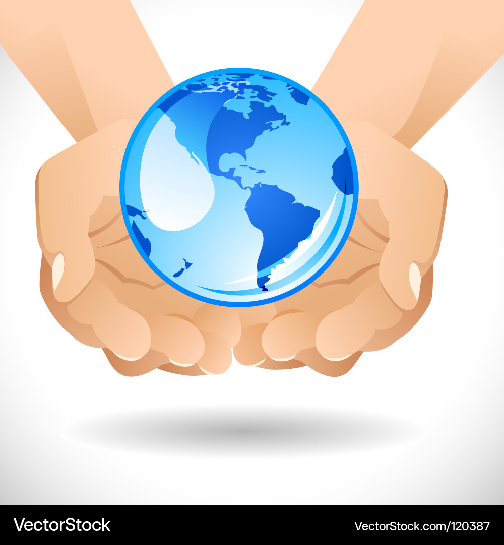 Hands with globe Royalty Free Vector Image - VectorStock