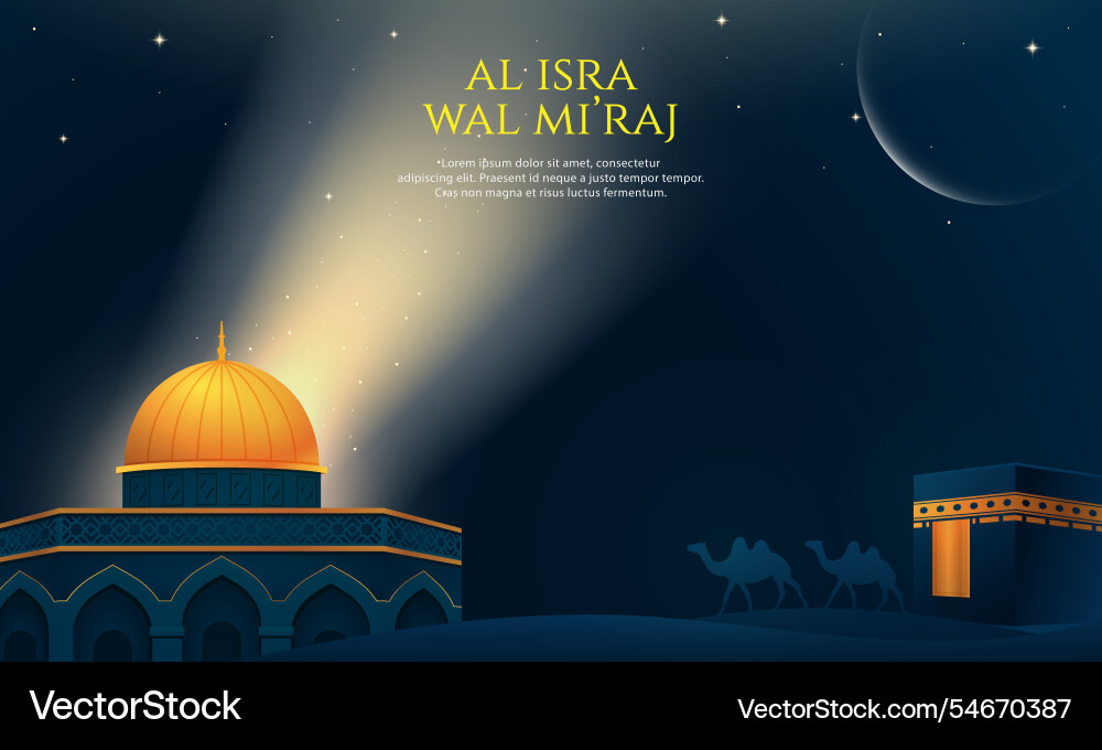 Isra miraj background Royalty Free Vector Image
