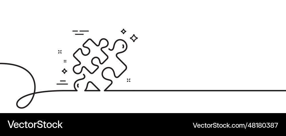 Puzzle pieces line icon jigsaw game challenge Vector Image