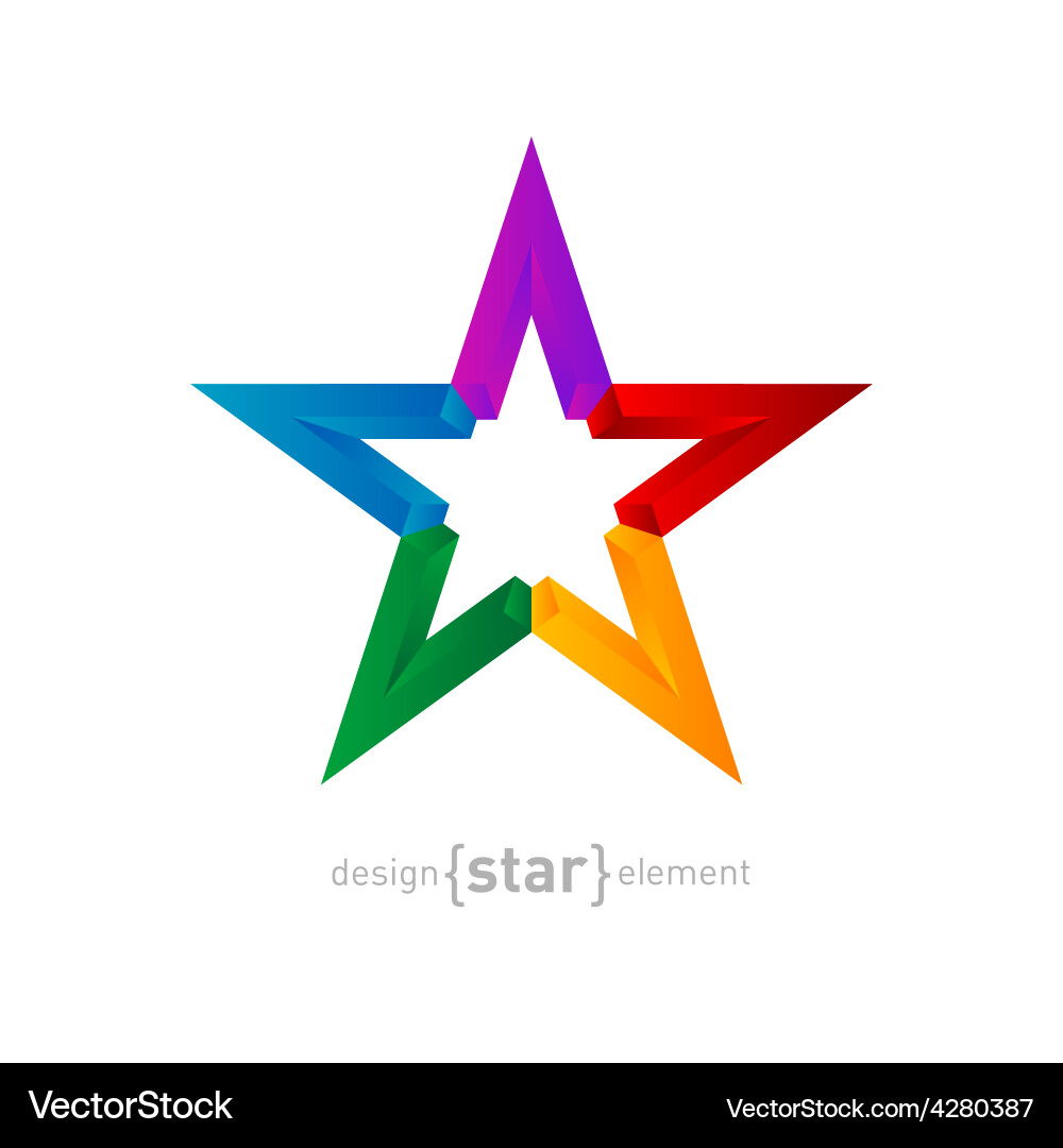 Rainbow star abstract design element on white Vector Image