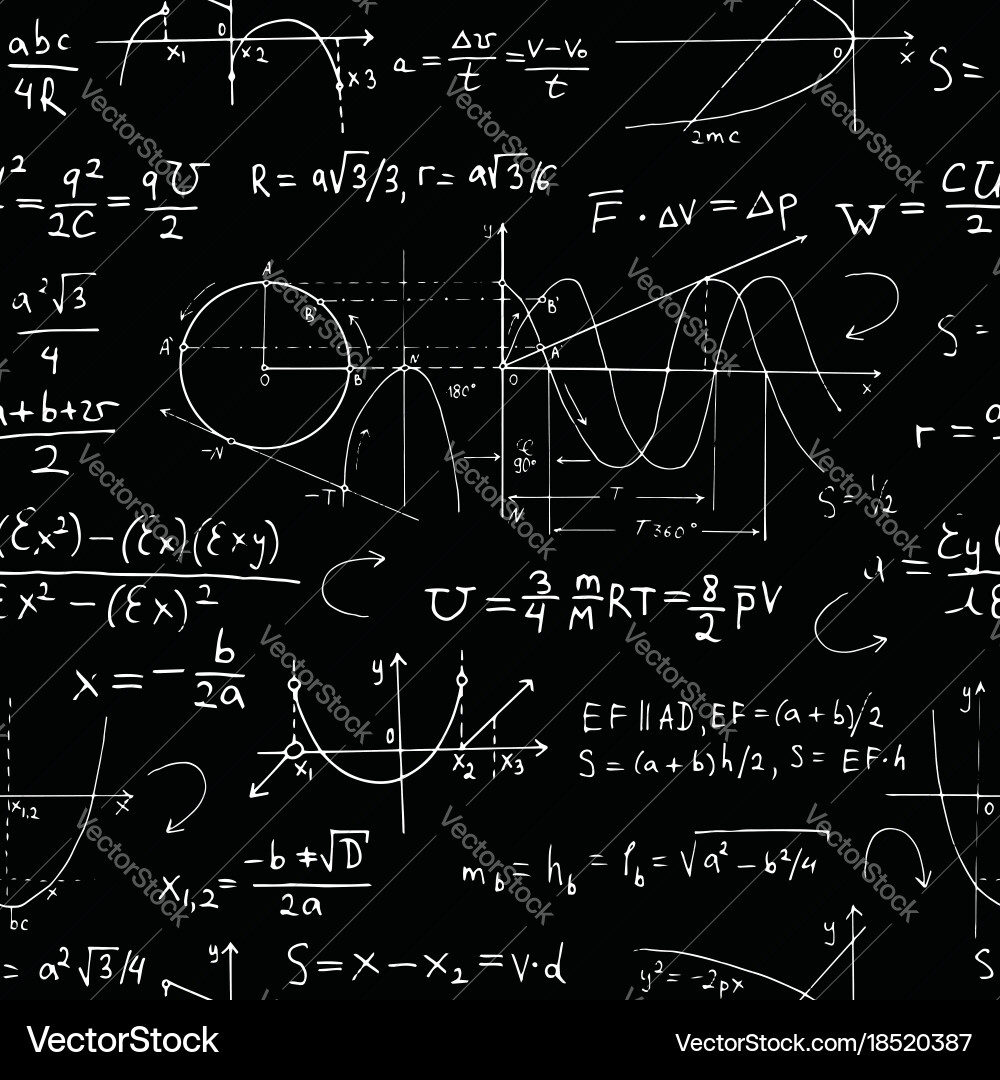 Seamless background with math formulas and graphic