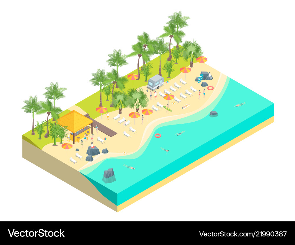 Tropical Beach Isometric Concept Royalty Free Vector Image