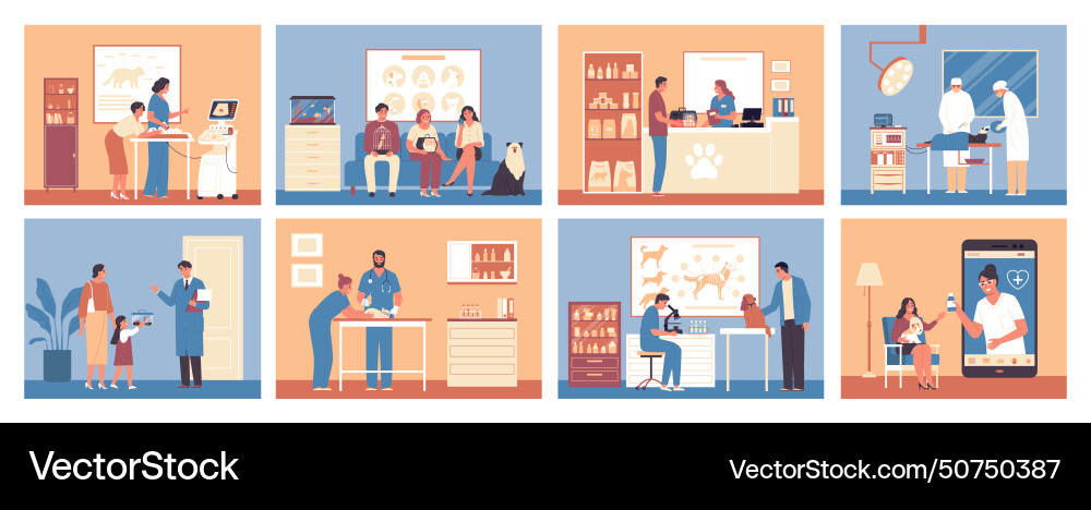 Veterinary color compositions set Royalty Free Vector Image