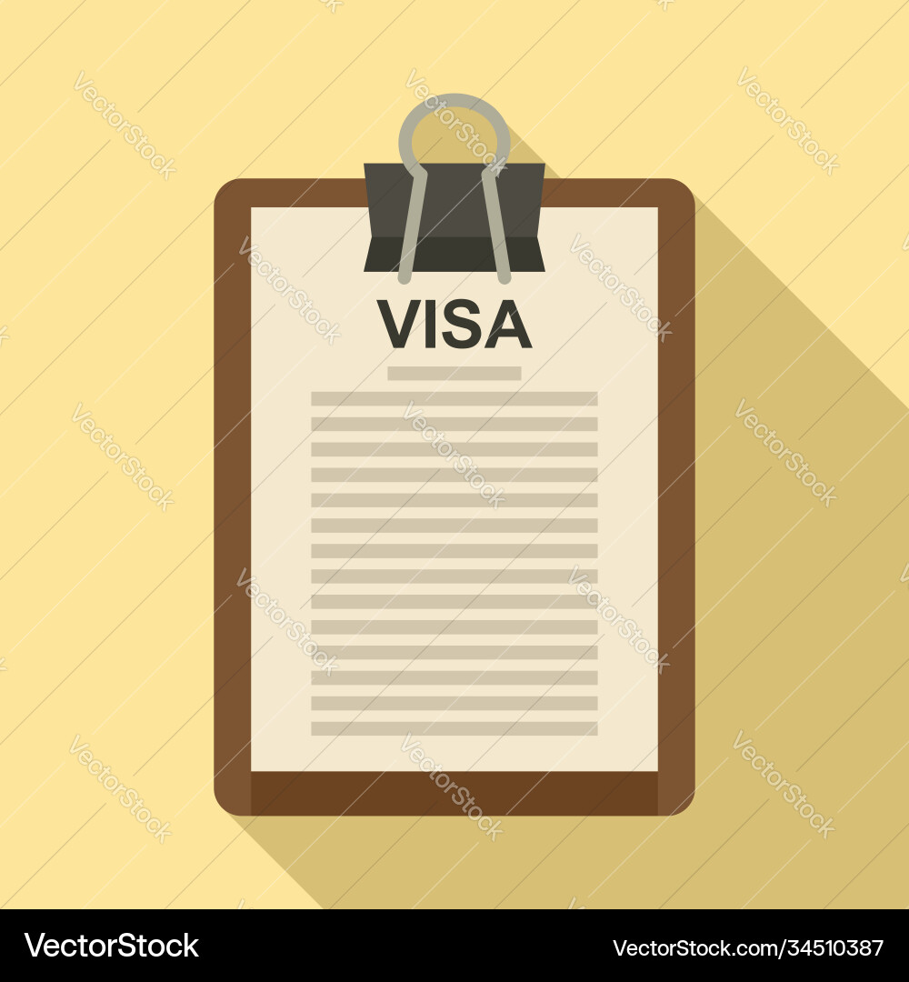 Visa control icon flat style Royalty Free Vector Image