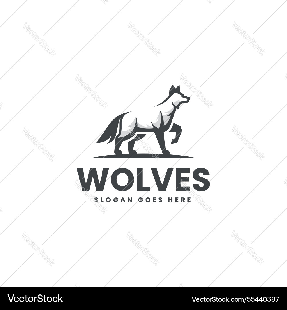 Wolves line art logo Royalty Free Vector Image