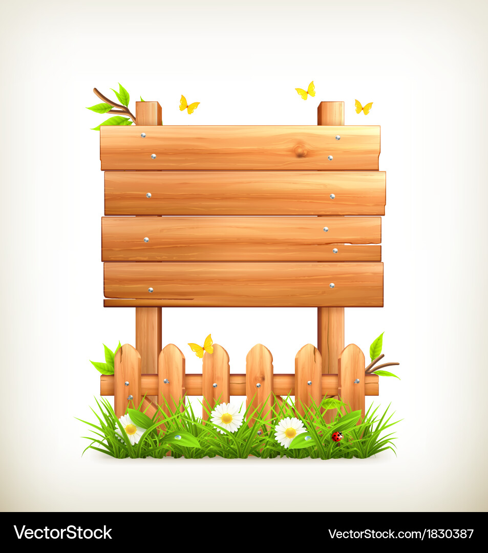 Wooden sign in grass Royalty Free Vector Image