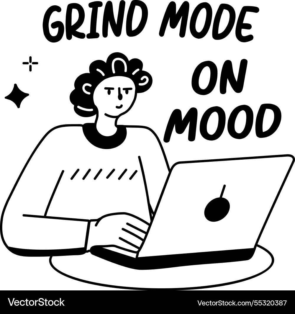 Working mood sticker in glyph style Royalty Free Vector