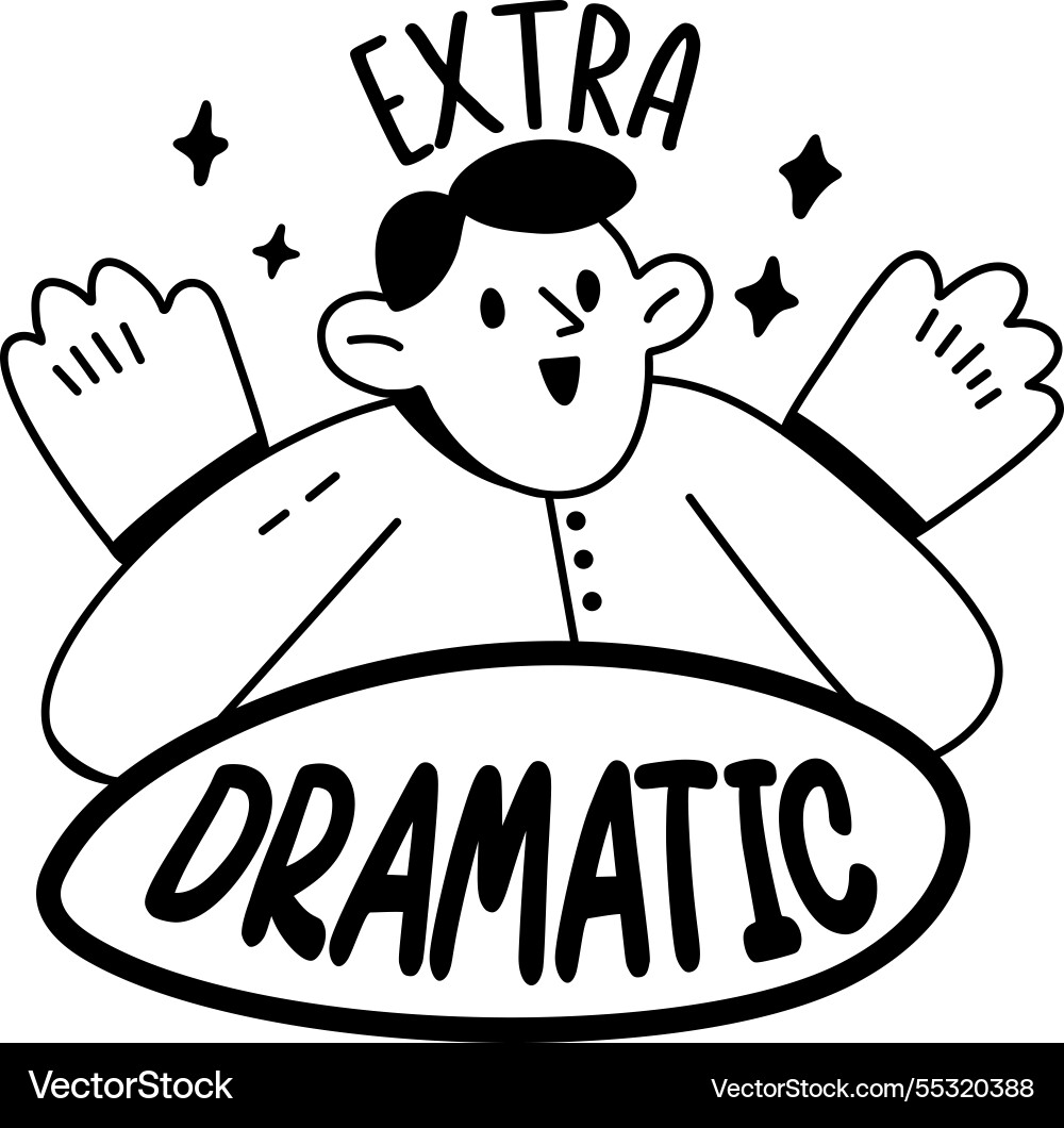 A glyph sticker of a character with extra dramatic