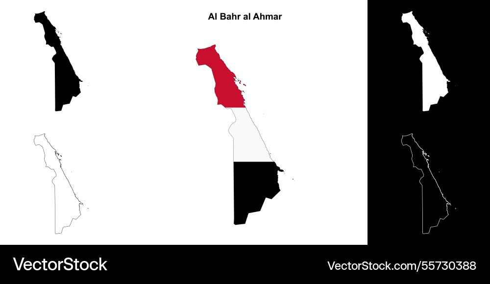Al bahr ahmar outline map Royalty Free Vector Image