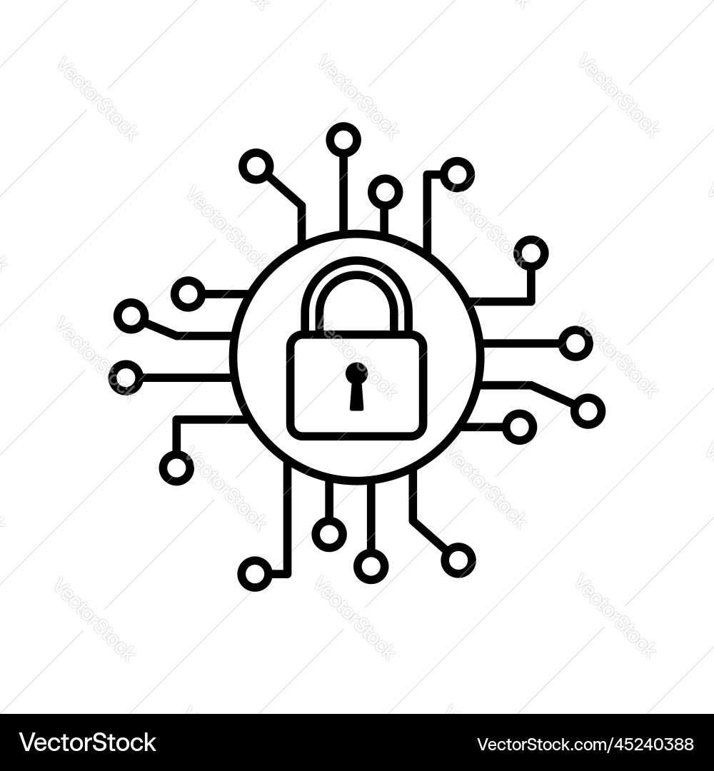 Cybersecurity Lock Icon Royalty Free Vector Image