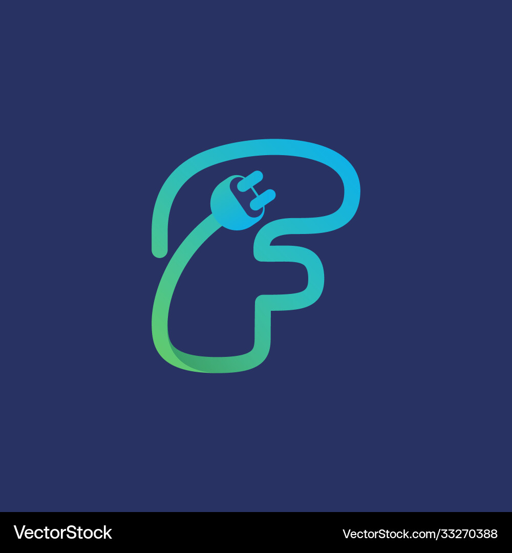 F letter logo made plug cable Royalty Free Vector Image