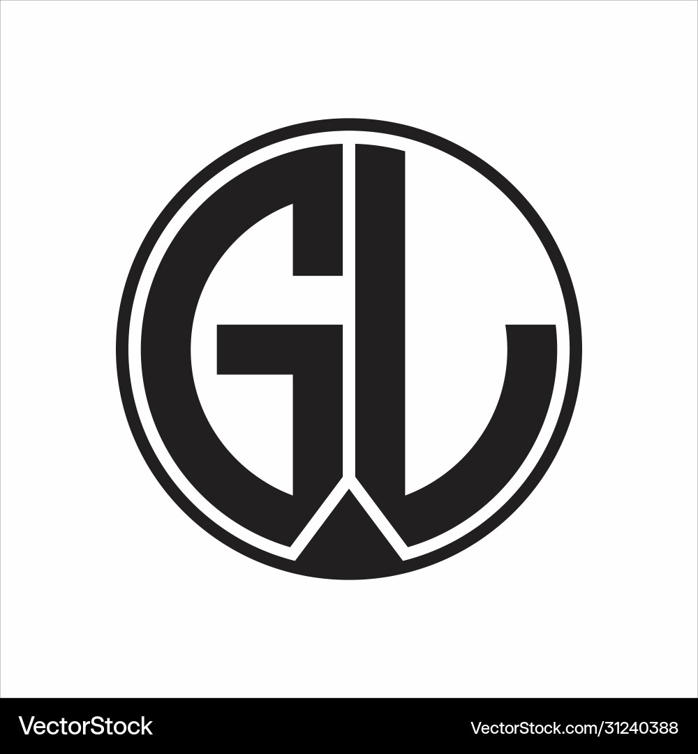 Gl logo monogram circle with piece ribbon style Vector Image