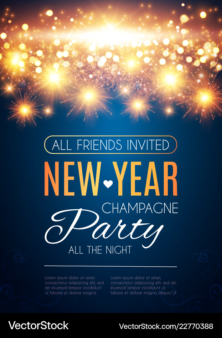 Happy hew year poster template fileworks lights Vector Image