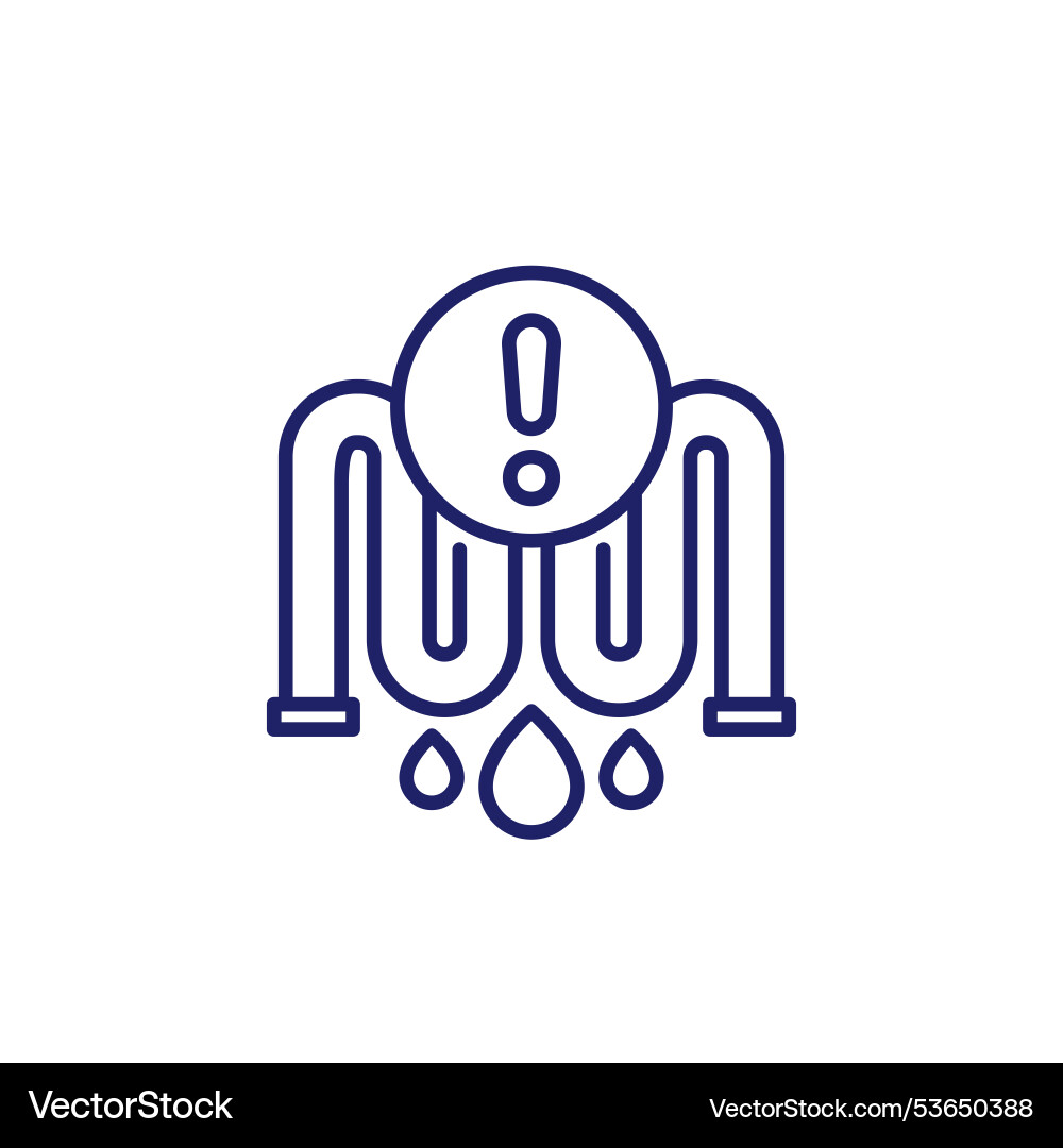 Leaking pipe icon water leakage line Royalty Free Vector
