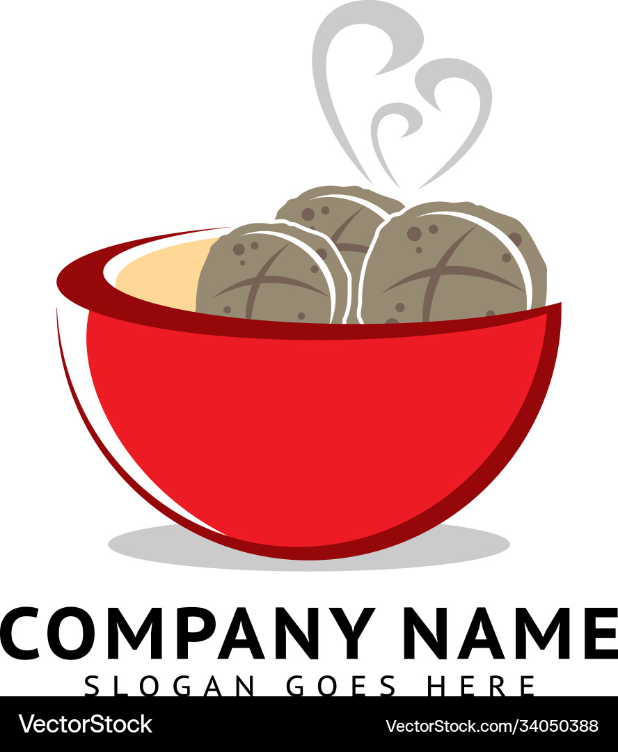 Meatball bakso logo template Royalty Free Vector Image