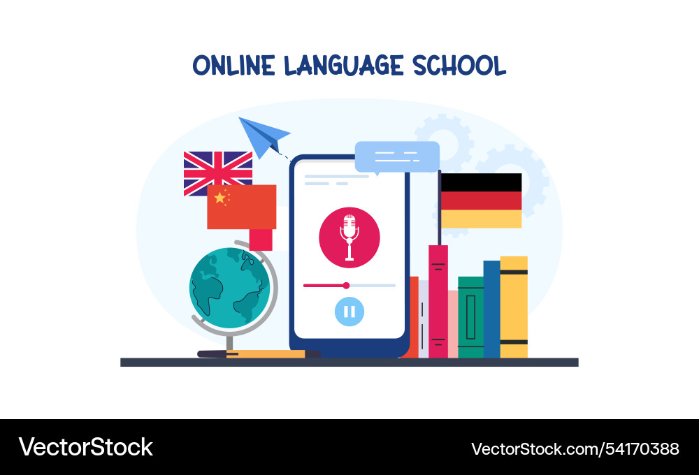 Online language school banner Royalty Free Vector Image