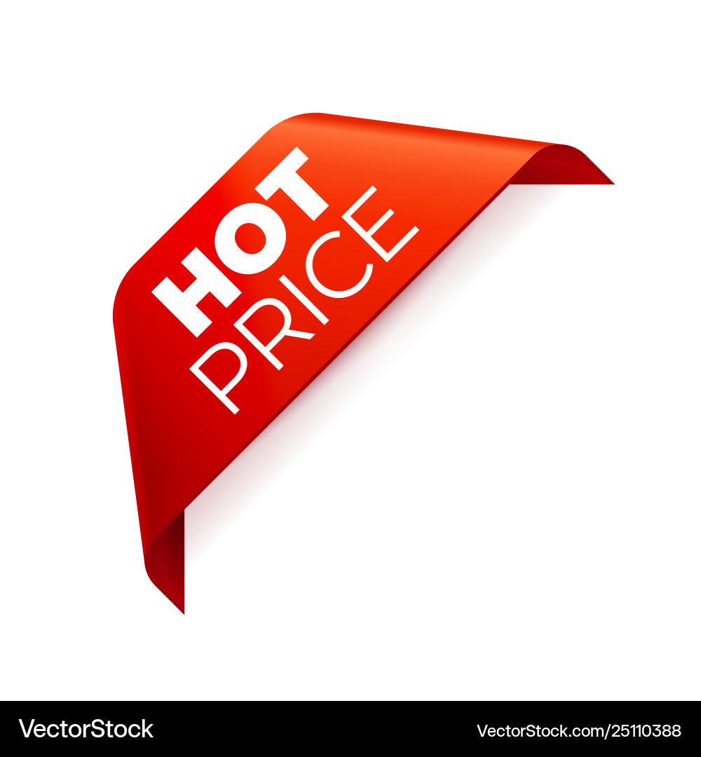 Red banner ribbon on white background corner Vector Image