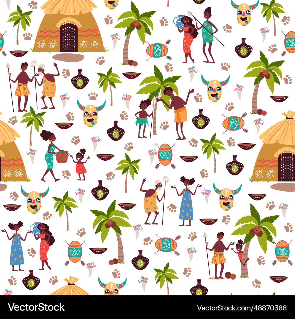 Seamless pattern with elements of african peoples Vector Image