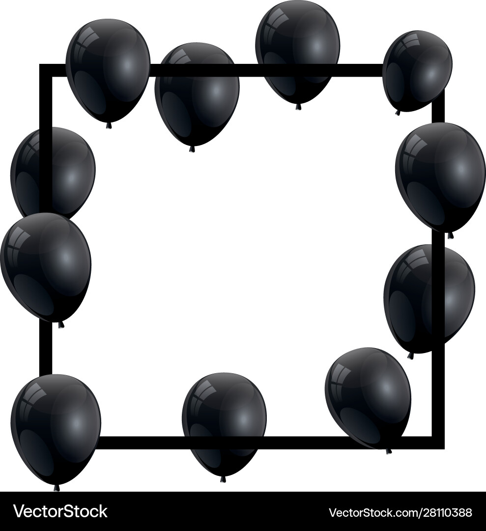 Set balloons helium black with square frame Vector Image