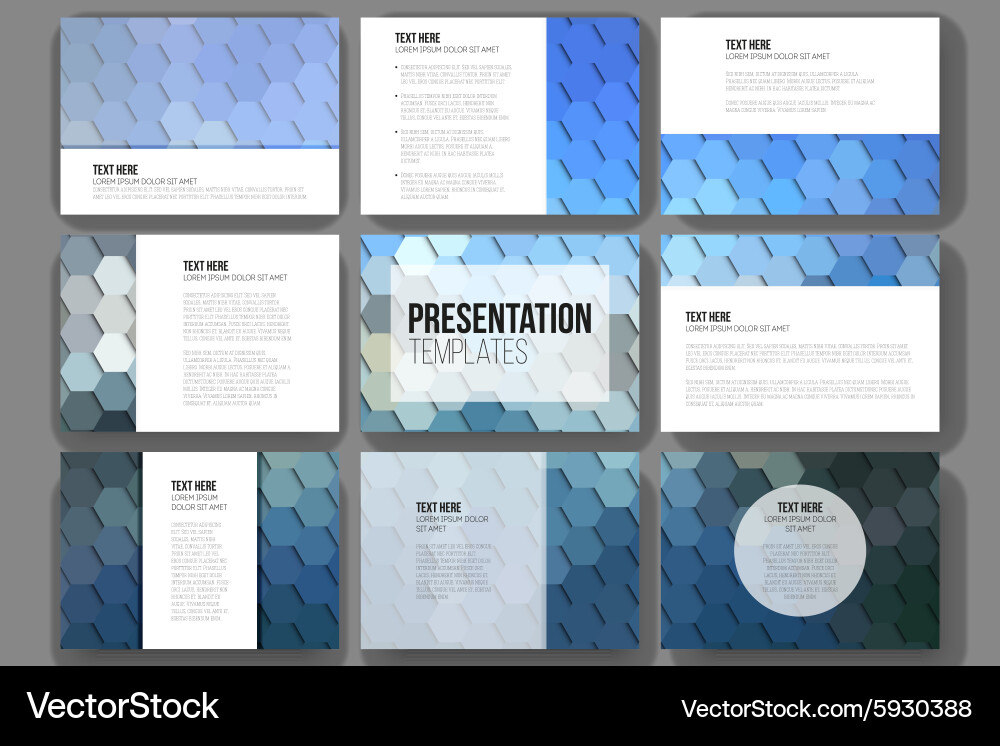 Set of 9 templates for presentation slides Vector Image