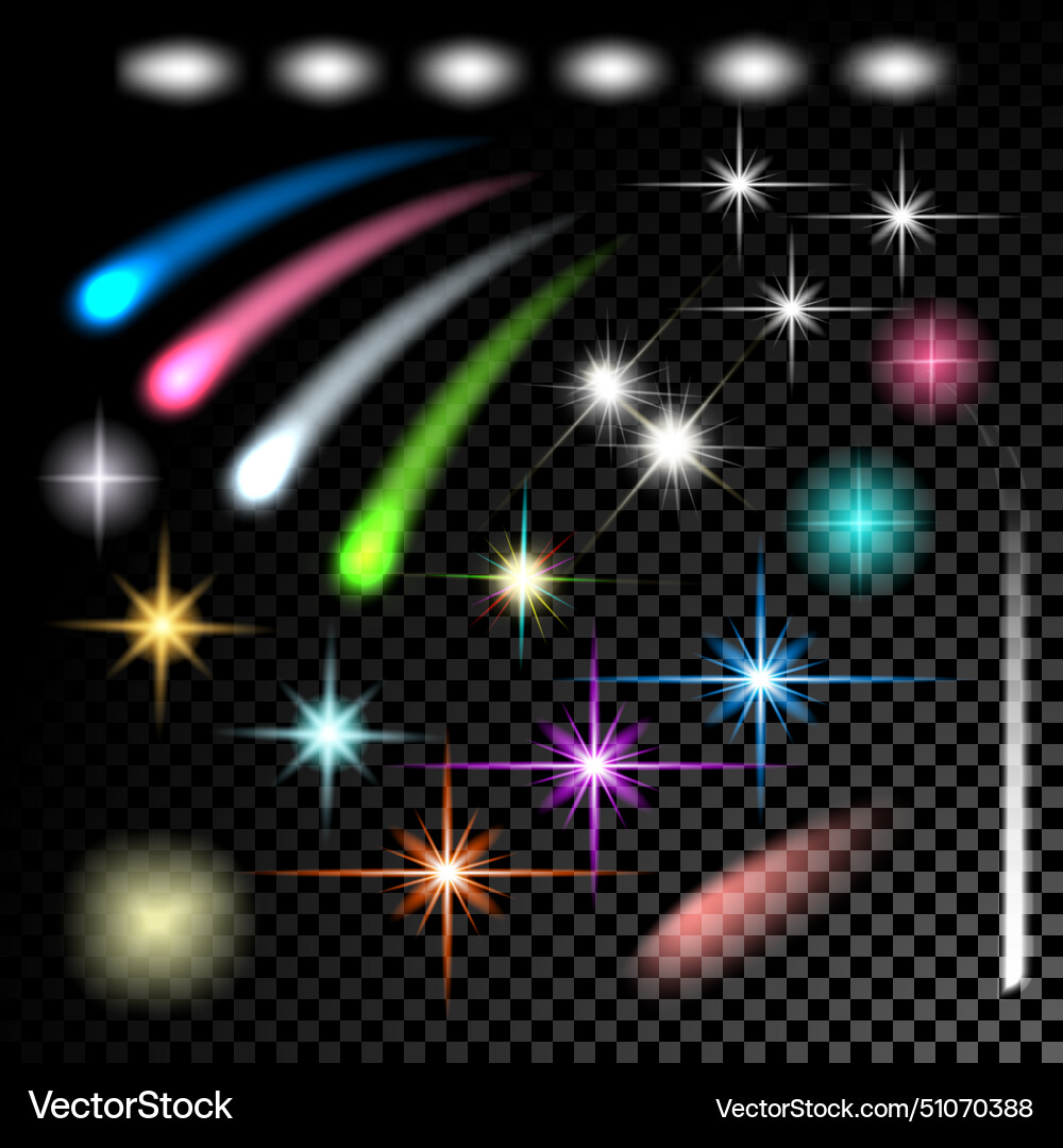 Set of light effects on a transparent background Vector Image