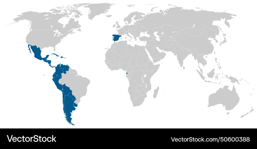 Spanish language speaking countries on map Vector Image