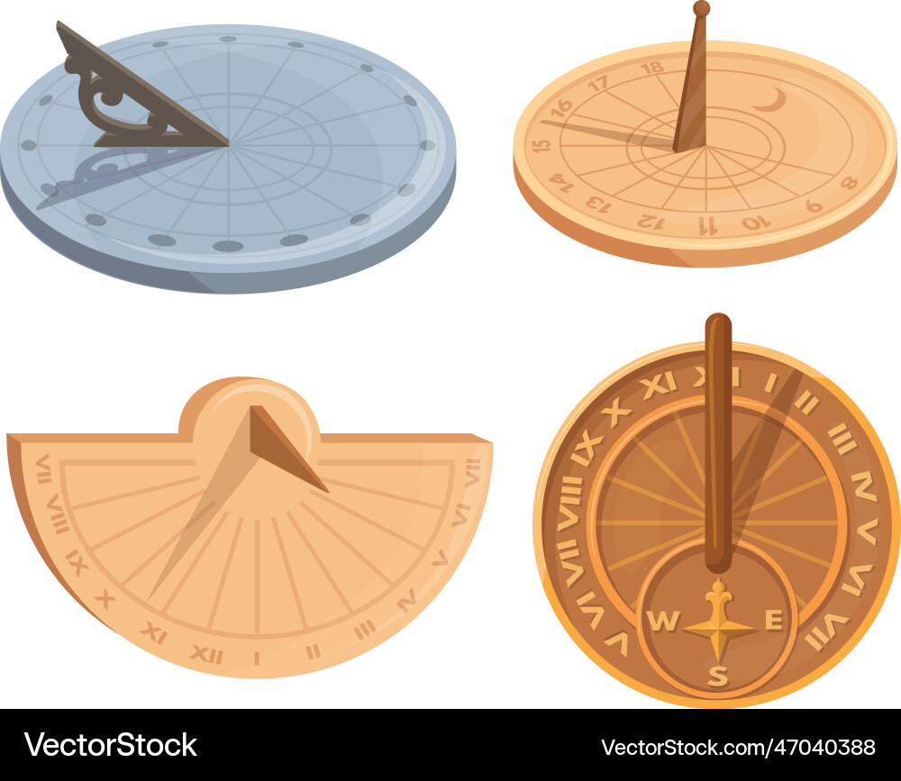 Sundial ancient dial solar clock sundials watch Vector Image