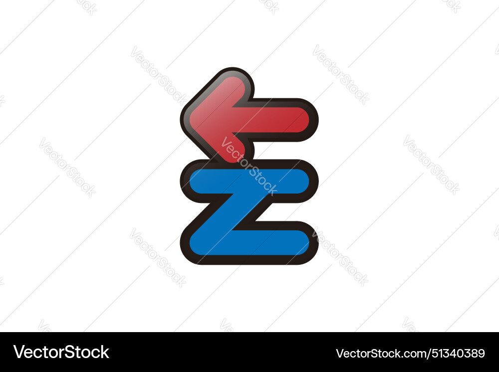 Arrow e logo design concept Royalty Free Vector Image