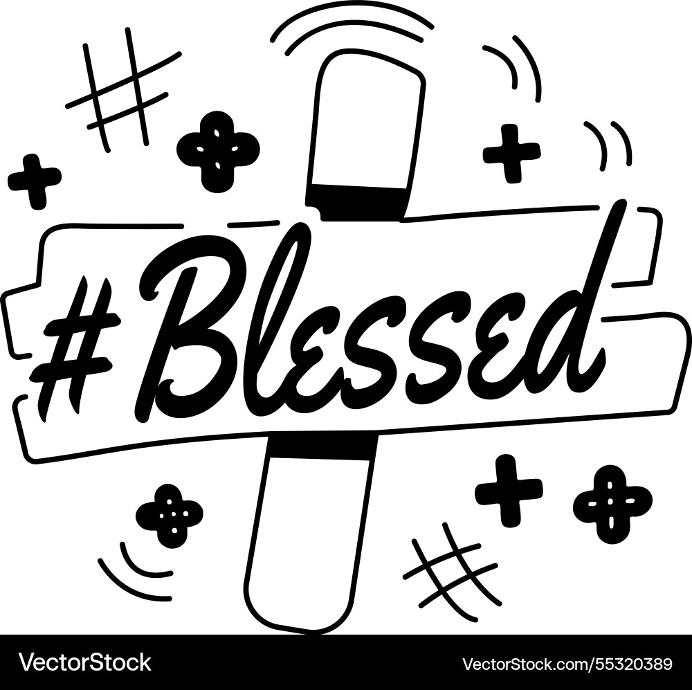 Blessed typography sticker in glyph style Vector Image