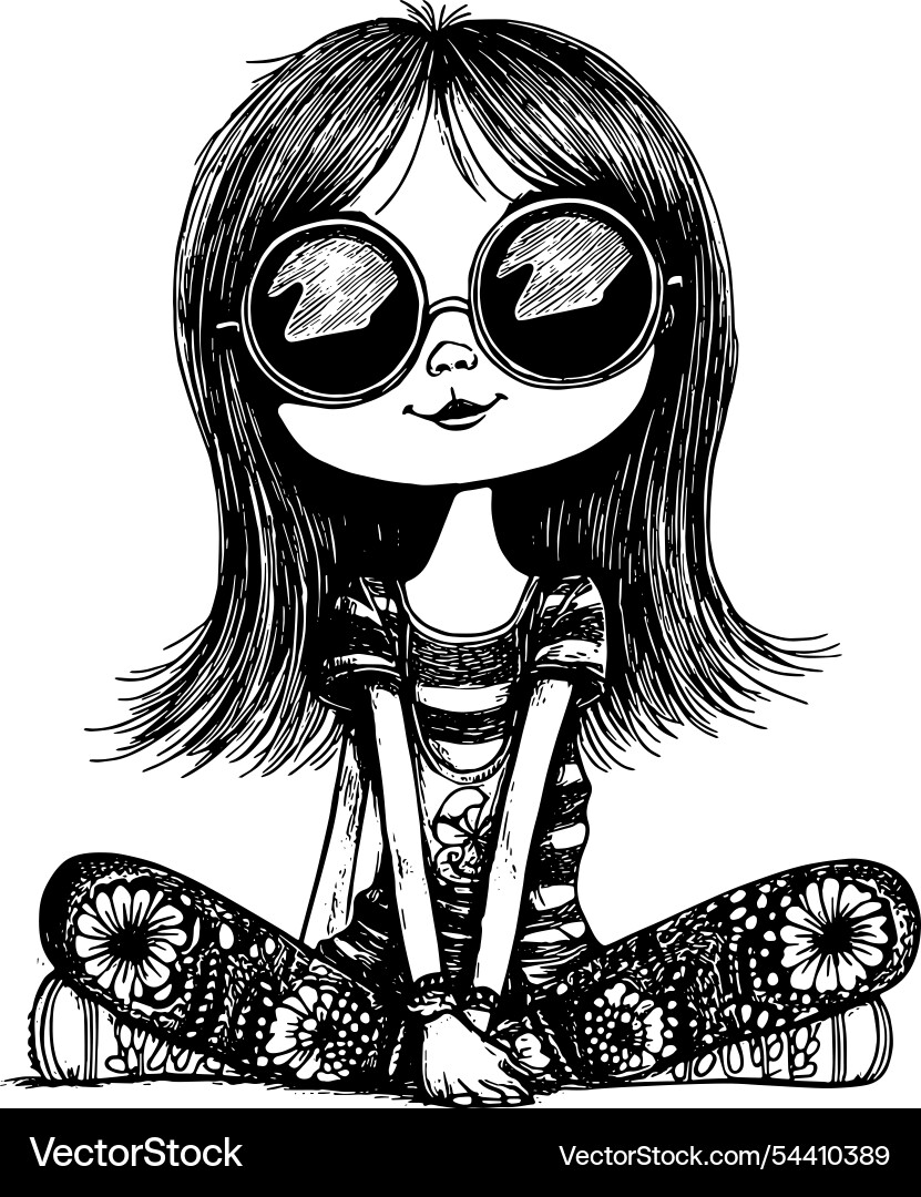 Cartoon hippy girl Royalty Free Vector Image - VectorStock