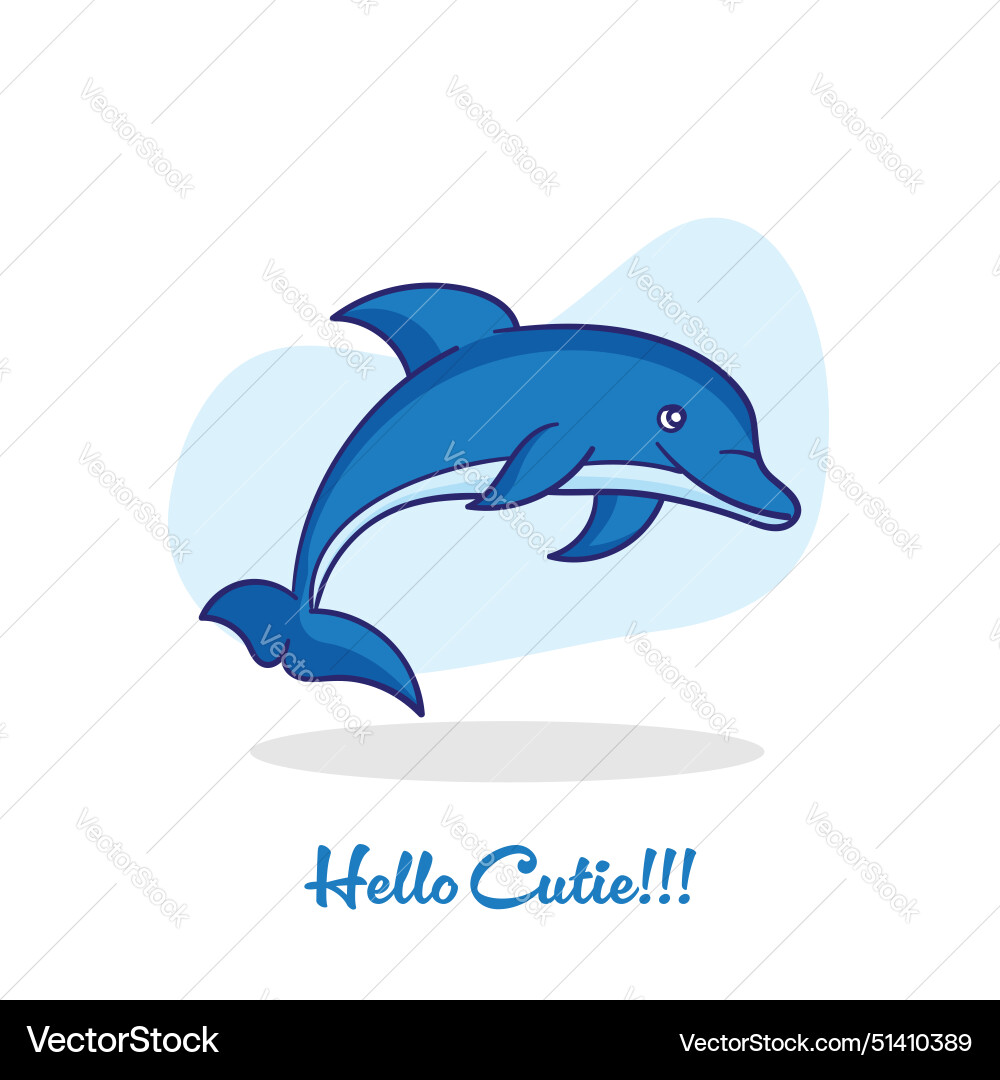 Cartoon style fish with hello cutie written Vector Image