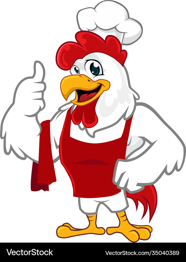 Chicken chef mascot cartoon Royalty Free Vector Image