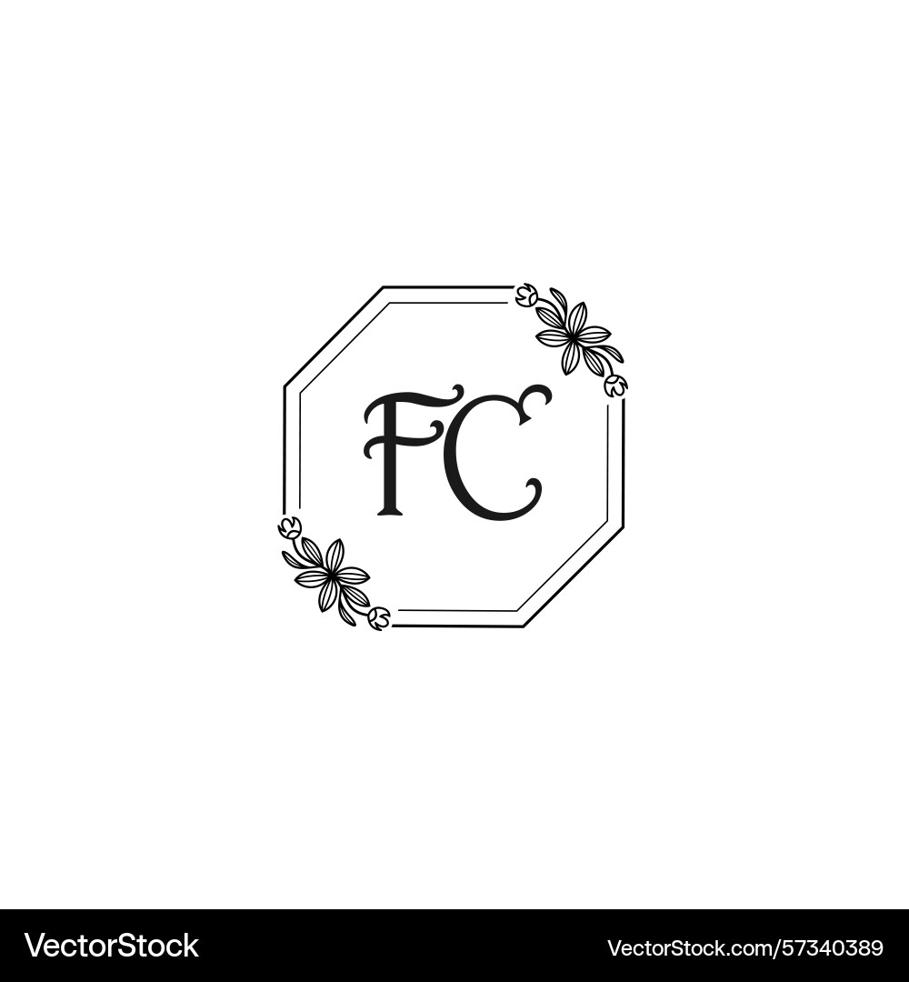Classic floral monogram fc with elegant frame Vector Image