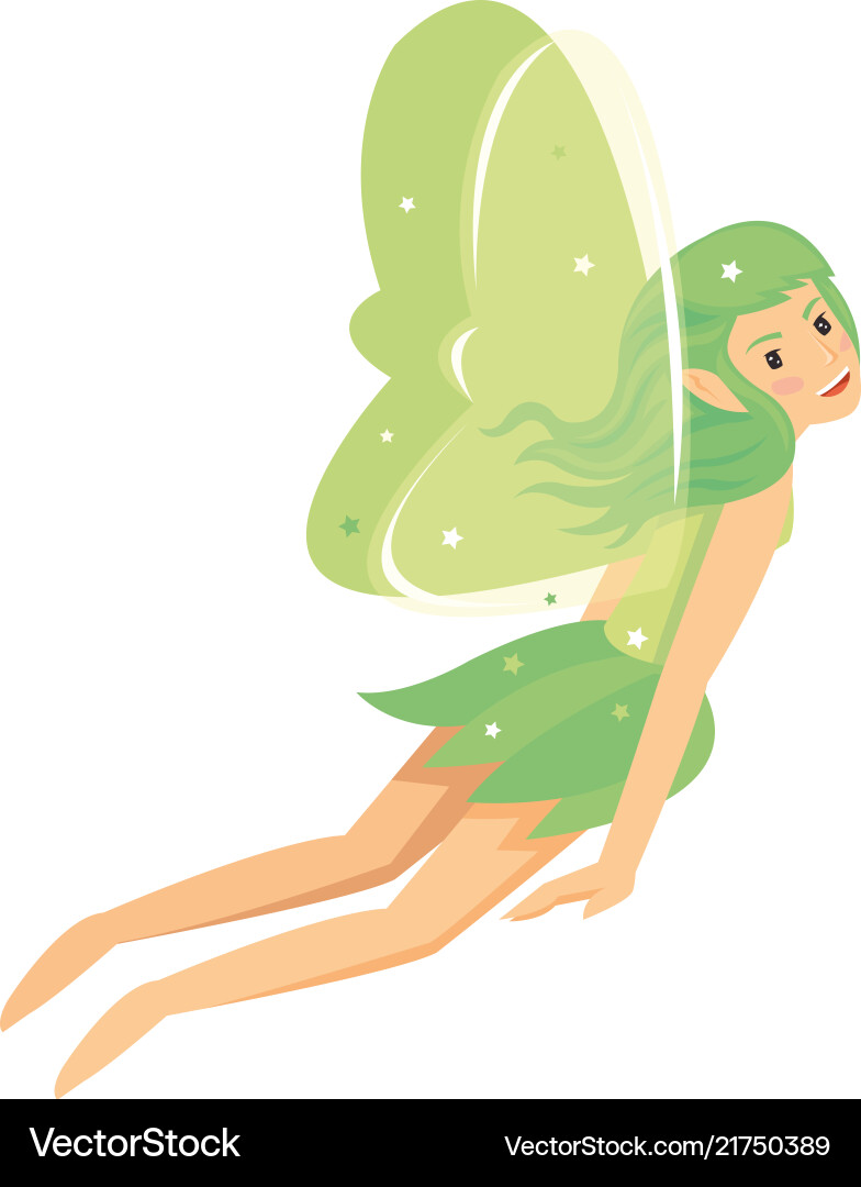 Junge hübsche Engel Fee Mädchen mit grünem Kostüm