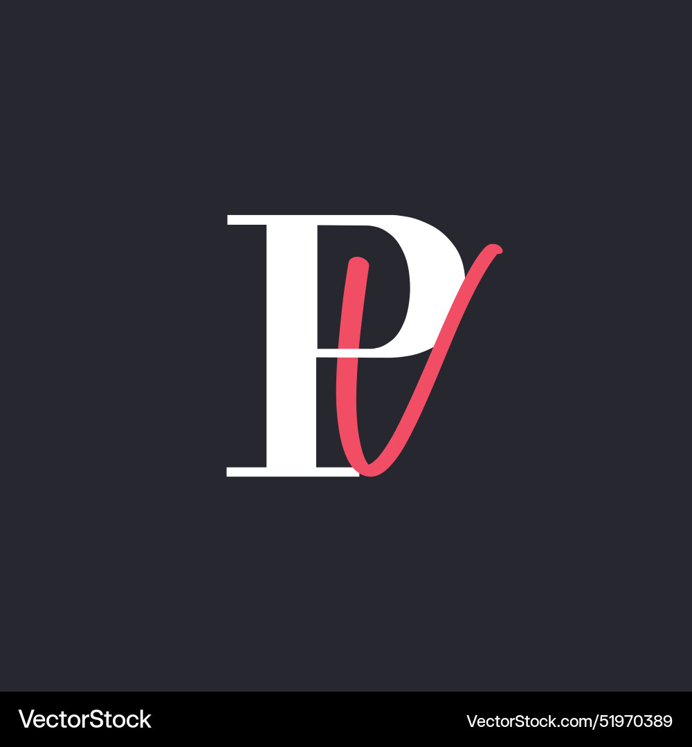 Letter pv logo perfectly blended initials pv Vector Image