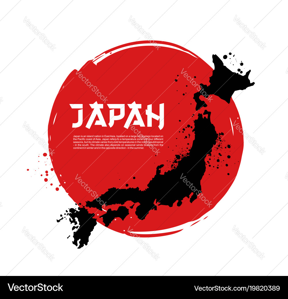Map of japan and japanese flag Royalty Free Vector Image