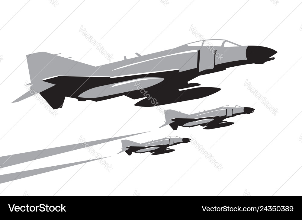 Phantom Jet Fighters in Flight Royalty Free Vector Image