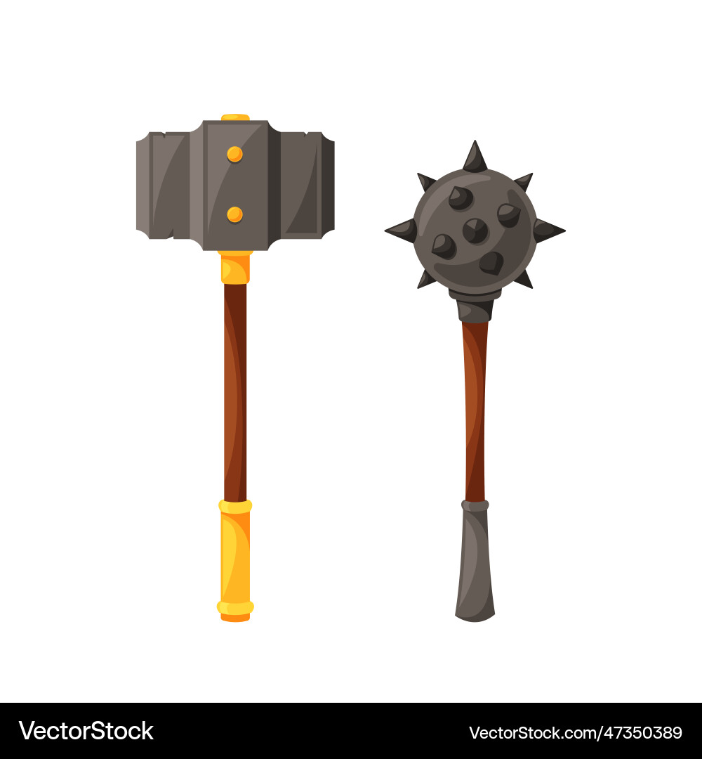 Powerful medieval weapons sledgehammer and mace Vector Image